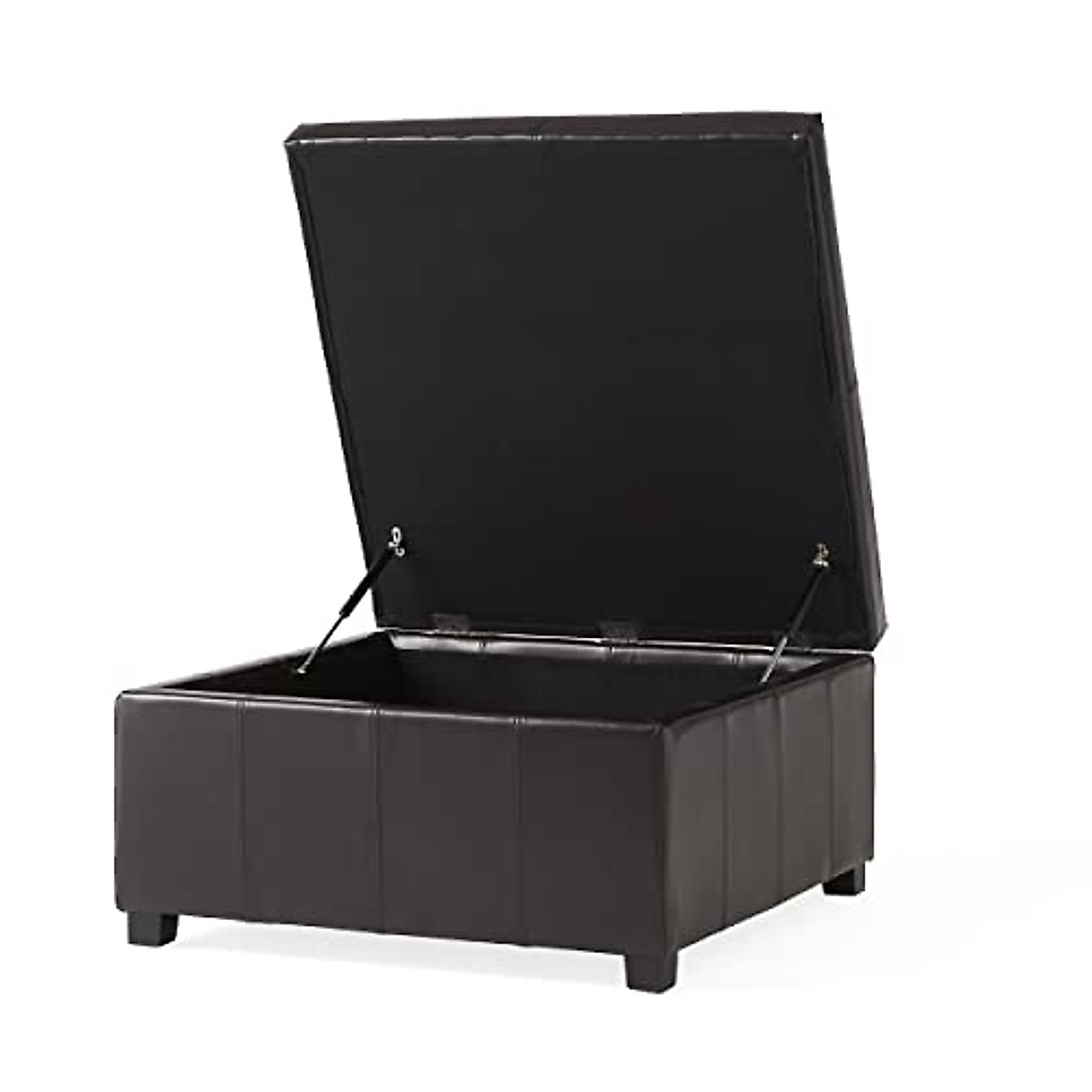 Christopher Knight Home Living Berkeley Brown Leather Square Storage Ottoman, Espresso