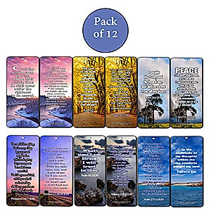 Bible Verses About Stress and Anxiety KJV Bookmarks (12-Pack) - Inspiring Scriptural Texts About How to Relieve Our Worries