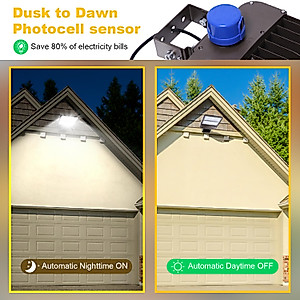 BIRITALO 22500LM LED Parking lot Lights Commercial with Trunnion Eqv 600W Bright Wall Mount Dusk to Dawn 150W LED Flood Light Outdoor 85-277V IP65 Waterproof 5500K Shoebox Barn Light for Yard