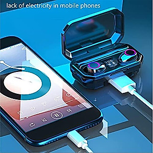 SMLLDFC Digital Display Touch-Control Wireless Bluetooth Earbuds in Ear Light-Weight with Microphone Sports Waterproof Long Battery Life Headphones with Charging Case for Outdoor Office