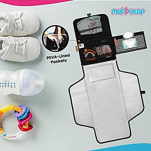 Portable Changing Pad with Shoulder Strap - Detachable Travel Changing Pad - Baby Shower Gifts - Fully Padded & Lightweight - Baby Boy Gifts - Diaper Changing Pad - Changing Mat 27"x22" - Black