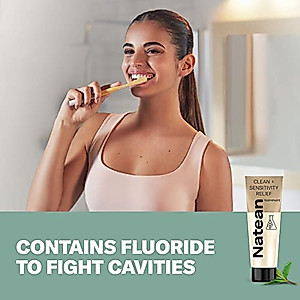 Natean Clean + Sensitivity Relief Toothpaste for Sensitive Teeth and Cavity Prevention - 4.7 Oz Tube, Citrus Orange Spearmint