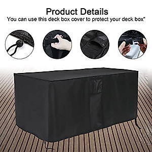 Jungda Patio Deck Box Cover 100 Gallon, Waterproof Outdoor Storage Box Cover Furniture Cover - 48 x 22 x 25 Inch