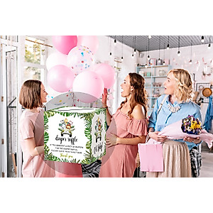 Diaper Raffle Tickets and Advice Cards For Baby Shower - 1 Card Collection Box & 50 Tickets, Jungle Animal Baby Shower Card Box, Party FavorsDecorationsSupplies, Game Kit, 8" Card Box -009BOX