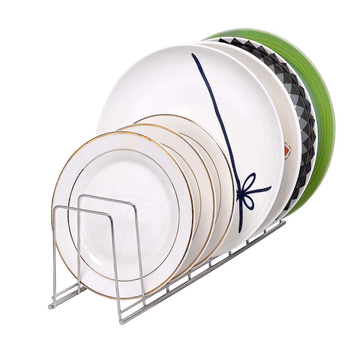 PINNIYOU Pot Lid Organizer, 2 Pack Kitchen Plate Pot Lid Rack Holder Rest, Storage Cutting Boards, Bakeware, Pots & Pans Serving Trays, Reusable Containers in Cabinet Pantry, USU201, Silver