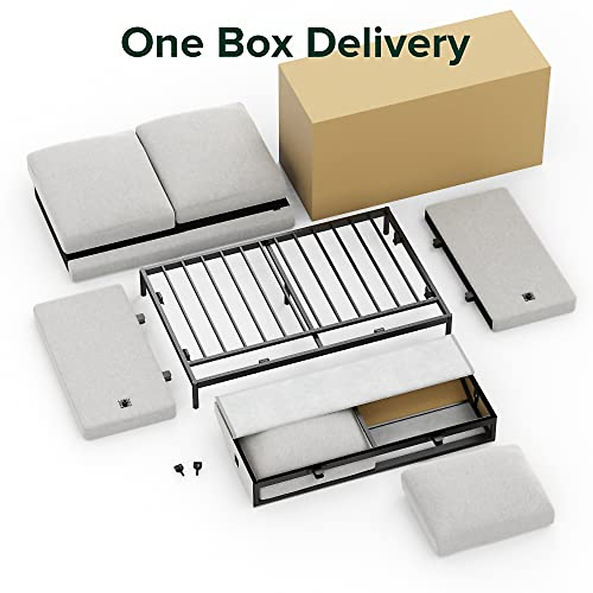 ZINUS Logan Loveseat, Green Tea Infused Foam Cushions, Tool-Free, Easy Assembly, Light Grey