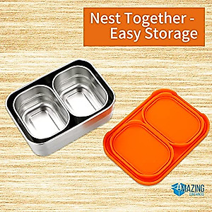 Amazing Containers | Stainless Steel Food Containers with Lids Set of 3 (28 oz, 8 oz, 8 oz) - Steel Lunch Container for Kids - Metal Snack Container Leakproof Lunch Box Sandwich Containers