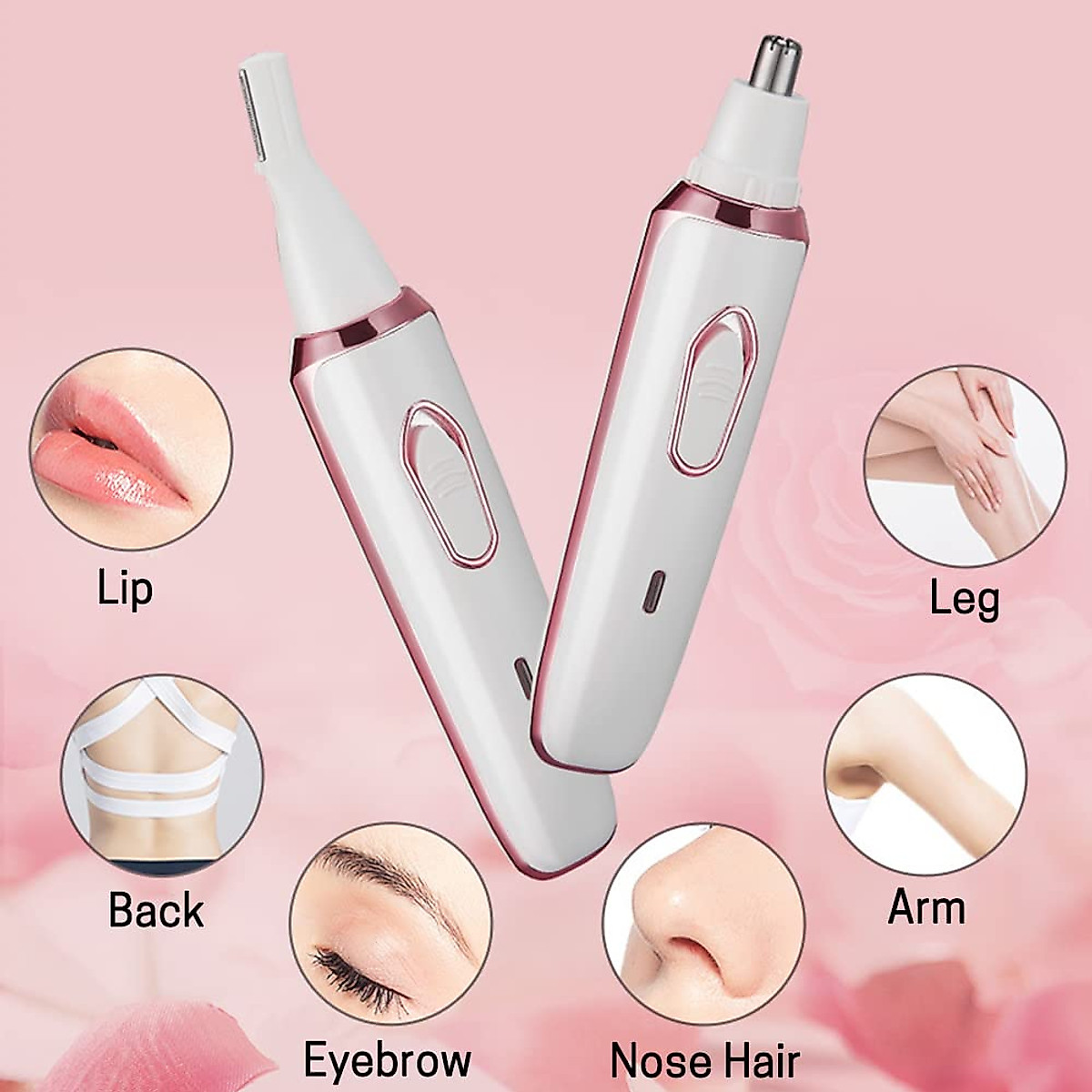 Vacto Electric Razor for Women, 4-in-1 Women’s Body Hair Removal, Pubic Shaver Bikini Trimmer for Eyebrow Face Body Underarm, Portable Ladies Shaver, Women’s Trimmer USB Rechargeable IPX7 Waterproof