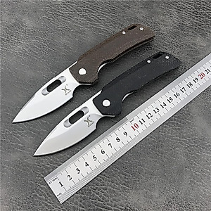 2.56'' D2 Steel Blade Linen Handle with Clip Mini Folding Pocket Knife,Camping Portable EDC Tool,Outdoor Survival Knives,Christmas Gift for Men (Black Handle)