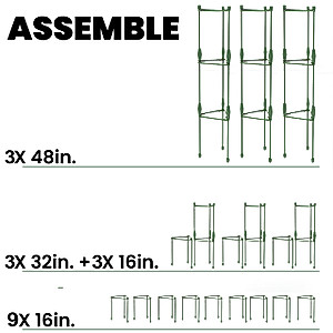 K-Brands Tomato Cage - Premium Tomato Trellis and Plant Support for Tomatoes, Vegetable and Climbing Plants - Tomato Cages for Garden and Pots Outdoor (3 Pack - Upto 48 inches)