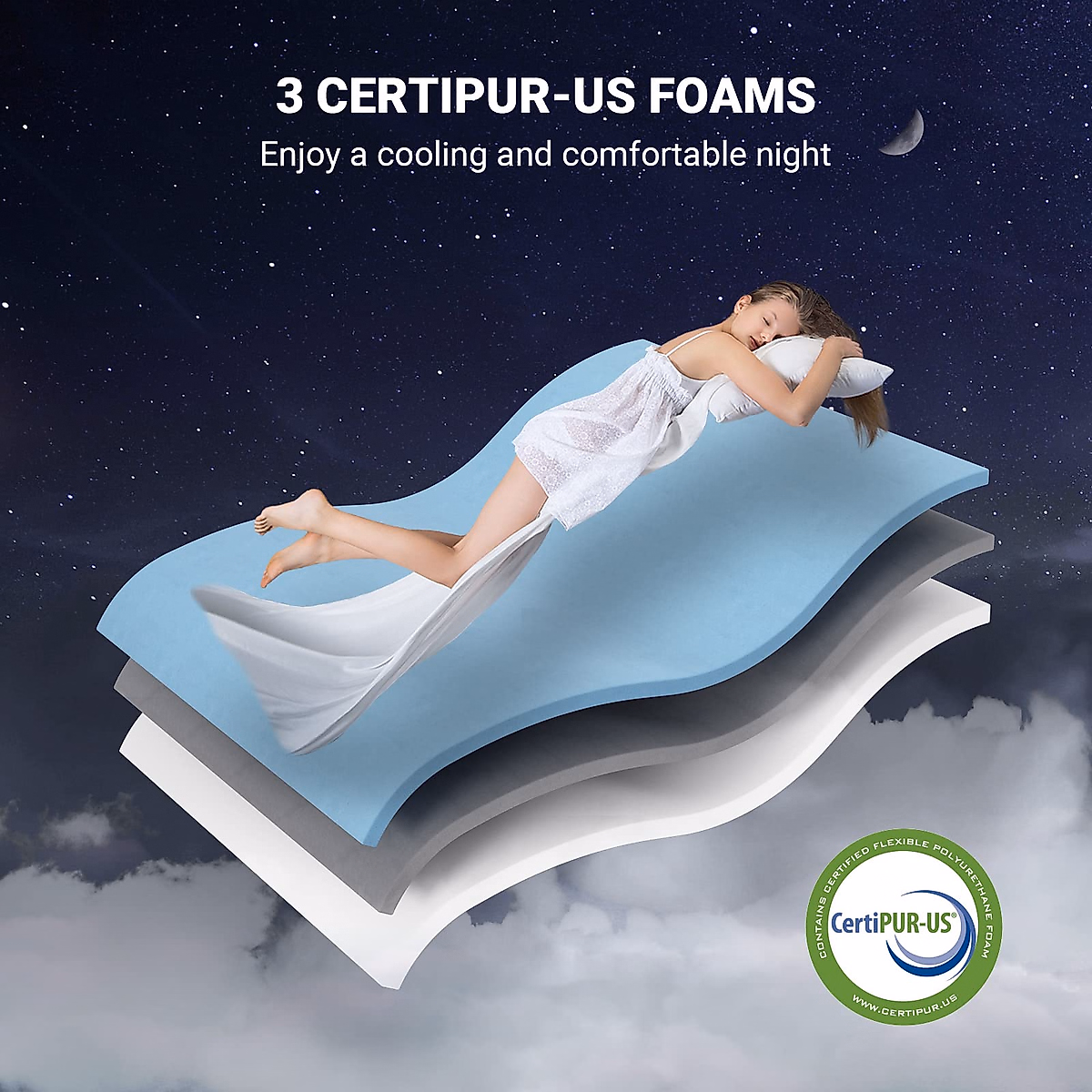Avenco Mattress Queen, 12 Inch Queen Mattress Hybrid, Medium Firm Queen Mattress in a Box for Pressure Relief and Sound Sleep, Wrapped Coils and CertiPUR-US Foam, Soft Breathable Fabric