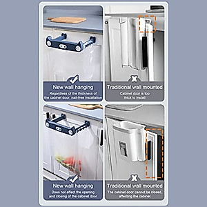 Kitchen Wall Hooks Rack Rail,Over The Cabinet Plastic Bag Holder,Trash Bag Holder Cartoon Pig Style Punch Free Sturdy Durable PP Space Saving Wall Mounted Utensil Hanger(blue)