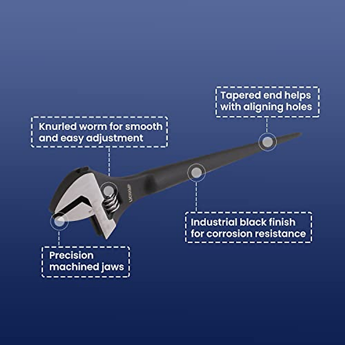 Lichamp 12-Inch Adjustable Construction Spud Wrench