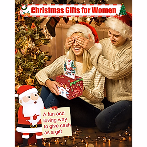 Thosefun Christmas Party Favors Money Box for Cash Gift Pull, THOSEFUN Surprise Box Gift Box for Money with 50 Bags, Money Gift Boxes for Cash Gift Ideas for Women Kids Girls Boys (Santa Tree)