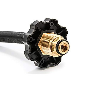 Camco Propane Brass 4 Port Tee- Comes with 5ft and 12ft Hoses, Allows for Connection Between Auxiliary Propane Cylinder and Propane Appliances (59123) , Black