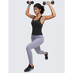 CRZ YOGA Seamless Tank Top for Women Racerback Sleeveless Workout Tops Athletic Scoop Neck Running Yoga Shirts Black X-Large