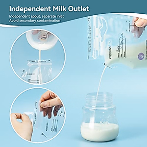 KISSBOBO Breastmilk Storage Bag,Temperature Sensing Feature Breastfeeding Essentials Breast Milk Storage Bags for Freezer, Ready-to-Use,Self-Standing,BPA Free, with Pour Spout 60 Count,6 Ounce