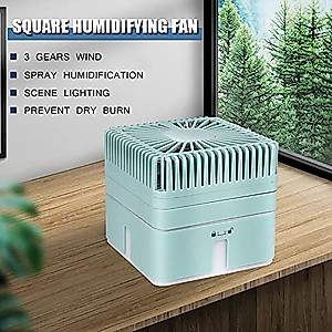 ZZCC USB Air Circulator Fan Mini Misting Fans Rechargeable Fold Ultra-light Portable 3 Speeds Modes, for Bedroom Livingroom Office (Blue)