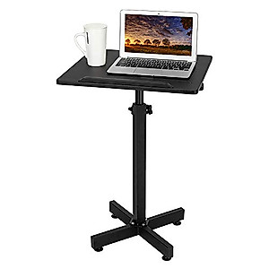 Bonnlo Classic Lectern Stand, Height Adjustable Mobile Podium, Multi-Purpose Tabletop for Speech, Lecture, Church, Reading or Laptop Desk with Edge Stopper, Black