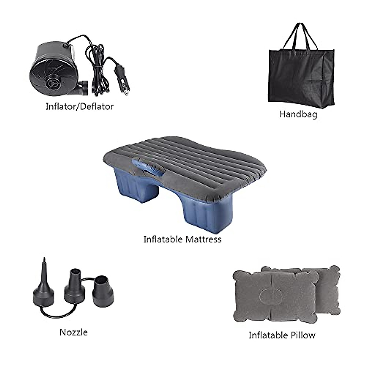 HAITRAL Car Bed - Camping Mattress - Portable Travel,Sleeping, Inflatable Bed for Universal SUV Extended Air Couch with Two Air Pillows - Black