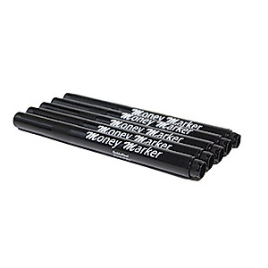 Money Marker (5 Counterfeit Pens) - Counterfeit Bill Detector Pen with Upgraded Chisel Tip - Detect Fake Counterfit Bills, Universal False Currency Pen Detector Pack