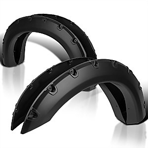 Spec-D Tuning 4PC Front + Rear Black Fender Flare Wheel Cover Compatible with 1999-2007 Ford F250 F350 F450 Super Duty