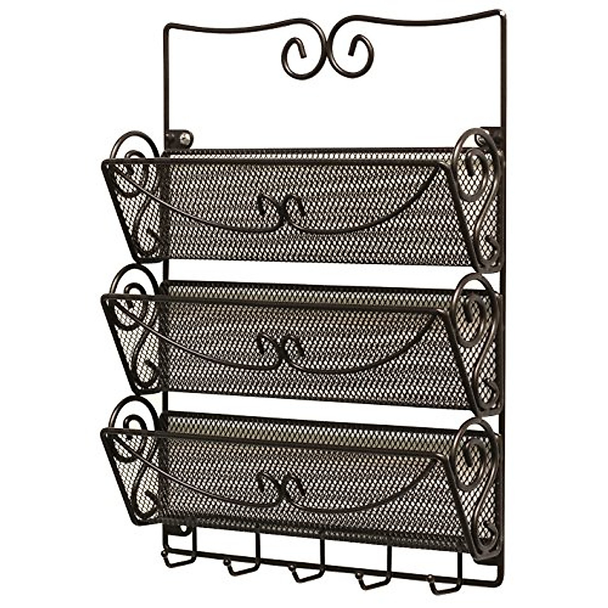 DecoBros Wall Mount 3 Tier Letter Rack Organizer w/ Key Holder, Bronze