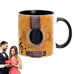 1/3 Ceramic Coffee Mug - Novelty Music Note Cups, Funny Music Note Coffee Mug | Guitars Piano Violin Musician Coffee Cup, Musical Notes Design Guitar Coffee Cup for Musical Teacher Music Lover