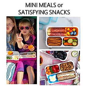 Snack Container - Small Bento Lunch Box for Kids Girls Boys Toddlers | MINI Leak-proof Boxes, Baby Bentobox for Daycare, Portion Containers, BPA-Free Pink and Blue Set of 2