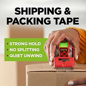 Scotch Sure Start Shipping Packaging Tape, 1.88" x 25 yd, Designed for Packing, Shipping and Mailing, No Splitting or Tearing, 1.5" Core, Clear, 6 Rolls (DP-1000RF6)
