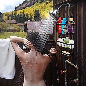 Bathroom Hanging Shower Caddy Over Shower Head, Shower Organizer, Shower Shelf, 3-layer Hanging Basket with 1 Adhesive Wall Hook Screws Stickers 2 Sucker, No Need to Perforat, Surface Plating