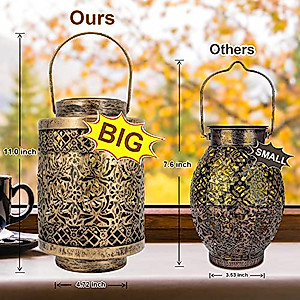 2 Pack Solar Lanterns Outdoor Waterproof, TYNLED Metal Solar Lantern Hanging Solar Outdoor Lanterns Solar Powered Outdoor Lanterns for Garden Patio Pathway Yard Porch