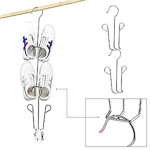 Yisscen 5 Pack Shoes Hanger Drying Rack for Dehumidifying Hanging Leather Shoes, Stainless Steel Drying Shoes Organizer Hook, Space Saving Shoes Hangers for Closet Wall, Multifunctional Shoe Hook