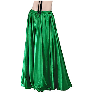 Indian Trendy Women's Satin Full Circle Swing Halloween Belly Dance Tribal Skirt Green