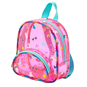 Claire's Club Transparent Mini Backpack, with Adjustable Straps and Zipper Closure; Ideal for Ages 12 and Under - Pink