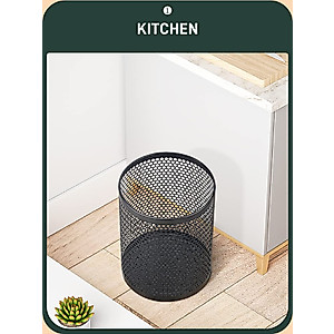 QOBIMOON Mesh Wastebasket Round Mesh Stainless Steel Wastebasket Trash Can Recycling Bin for Home, Office, Bathroom, Bedroom & Kitchen, 3.5 Gallon / 12L, 11" H x 10" D Garbage Can-Rose Gold