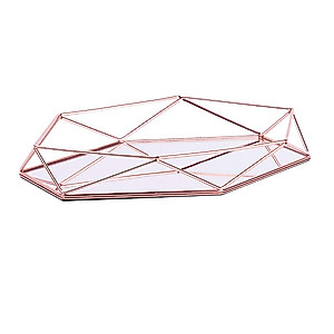 OurHommie Decorative Tray Rose Gold Mirror Jewelry Tray Organizer Rectangle can Hold Cosmetics Makeup Perfume Magazine, Luxury Birthday Day Gift for Girls Women