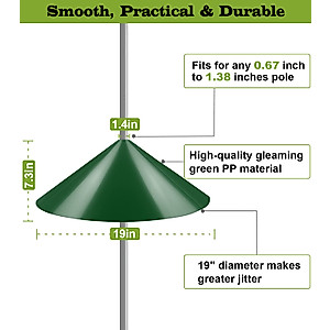 Ansionsol 19 Inch Wide Squirrel Baffle for Bird Feeder Pole, Outside Pole Mount Stopper & Bird House Guard for Outdoor Shepherd’s Hook, Green, 1 Pack