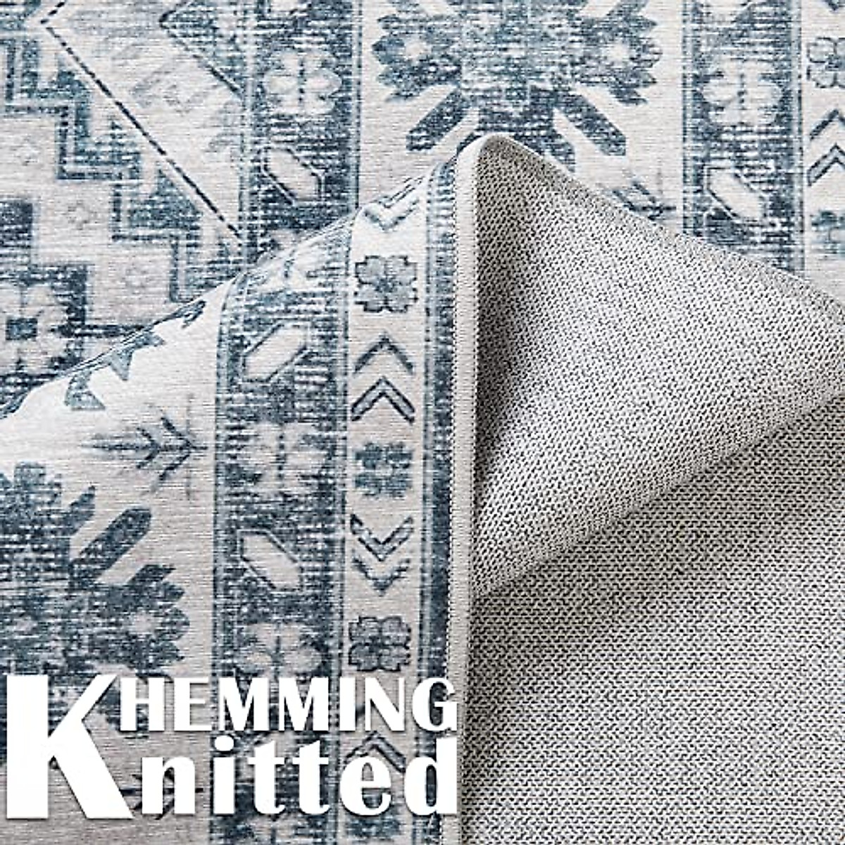 jinchan Area Rug 2x7 Washable Rug Runner Rug Hallway Rug Vintage Carpet Indoor Kilim Rug Grey Blue Traditional Overdyed Retro Gray Accent Rug Non Slip for Kitchen Bathroom Living Room Bedroom