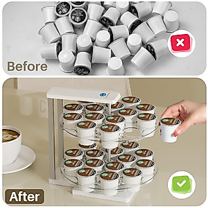 AntsandAnts K Cup Holder: 2-Tier K Cup Organizer 360° Smooth Spin Joy Ease, Coffee Pod Holder Stylish Design for Home Kitchen Office, Compatible with 30 Keurig K-Cup Pods