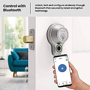 Lockly Flex Touch Smart Lock - Secure Keyless Entry with Fingerprint Recognition, Bluetooth Connectivity, and Smartphone Control - Enhanced Home Security Solution (PGD7YSN, Satin Nickel)