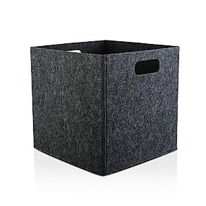 GOHOME Foldable Storage Cubes, Cube Storage Bins with Dual Handles - Dark Grey