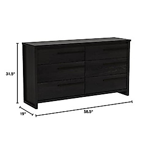 South Shore Tao 6-Drawer Double Dresser, Grey Oak with Wooden Handles
