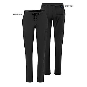 Adar Addition Scrubs for Women - Skinny Leg Cargo Drawstring Scrub Pants - A6104 - Black - L