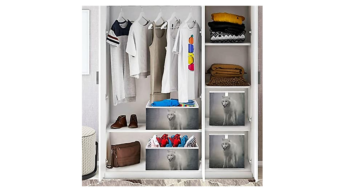 visesunny Closet Baskets Dark Wolf Storage Bins Fabric Baskets for ...