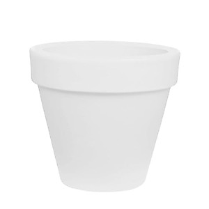 Elly Décor 18-inch Tall Classic Plastic Planter with Drainage Hole, Plant Pot, Lightweight & Durable, Gardening Flower Pot Traditional Plastic Pot 18" x 17", White