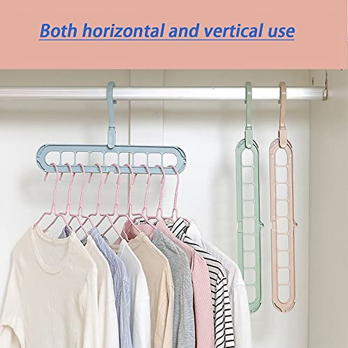 8pcs Magic Hanger Connector Multi-Functional Horizontal and Vertical Hanging Clothes 9 Jack 360 Degree Rotation New Space-Saving Hanger Stacking Easy Storage of Heavy Clothing