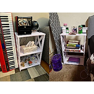 RIIPOO End Bedside Table 3 Tier, White, Bathroom Nightstand Shelf for Small Spaces, Living Room, Office, Dorms