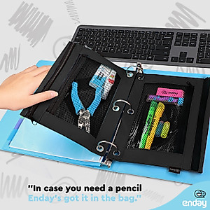 Enday Large Pencil Pouch for 3 Ring Binder Black, Mesh Zipper Pencil Case, Pen Bag/Pen Case, Small Cosmetic bag, Storage Container, Also Available in Pink, Purple, Green, Blue, Red, Grey, 1 Pc