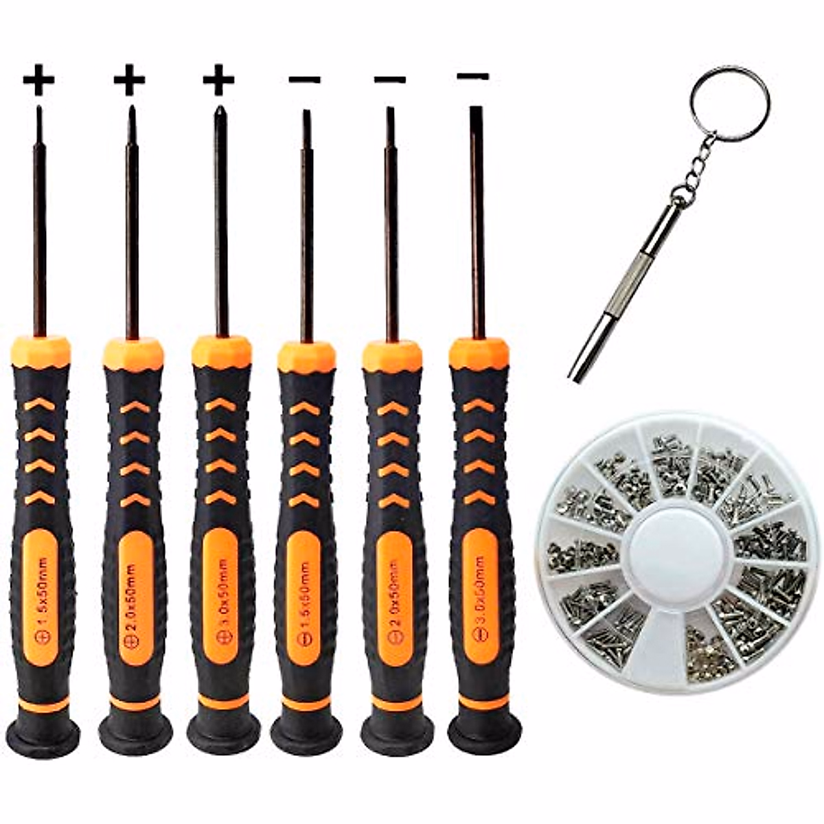 Hscakee Eyeglass Repair Kit with 6 PCS Flathead and Phillips Screwdrivers and Glasses Screws for Glasses, Eye Glass, Sunglass Repair